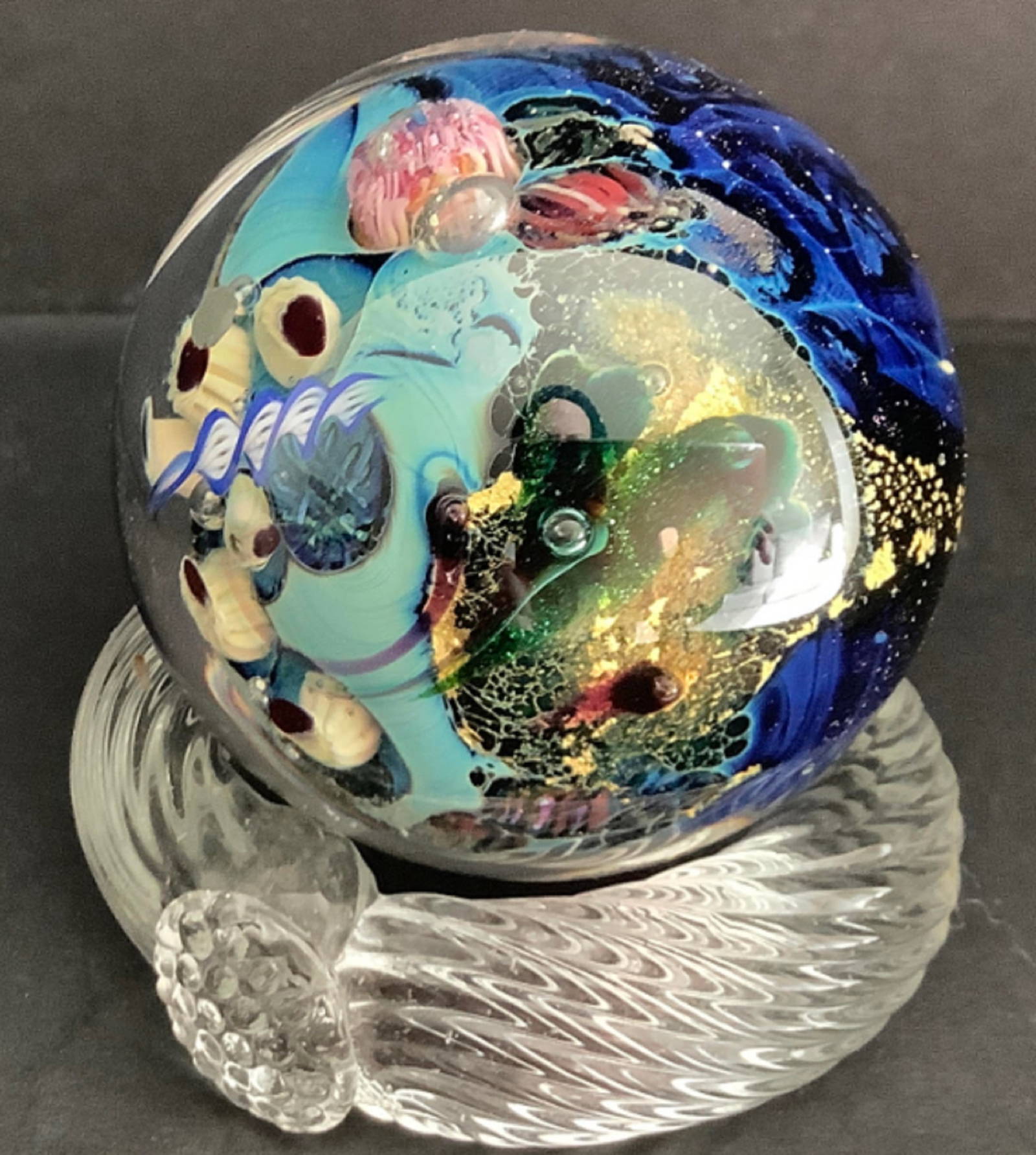 Josh Simpson Signed Inhabited Planet Marble Paperweigh Auction