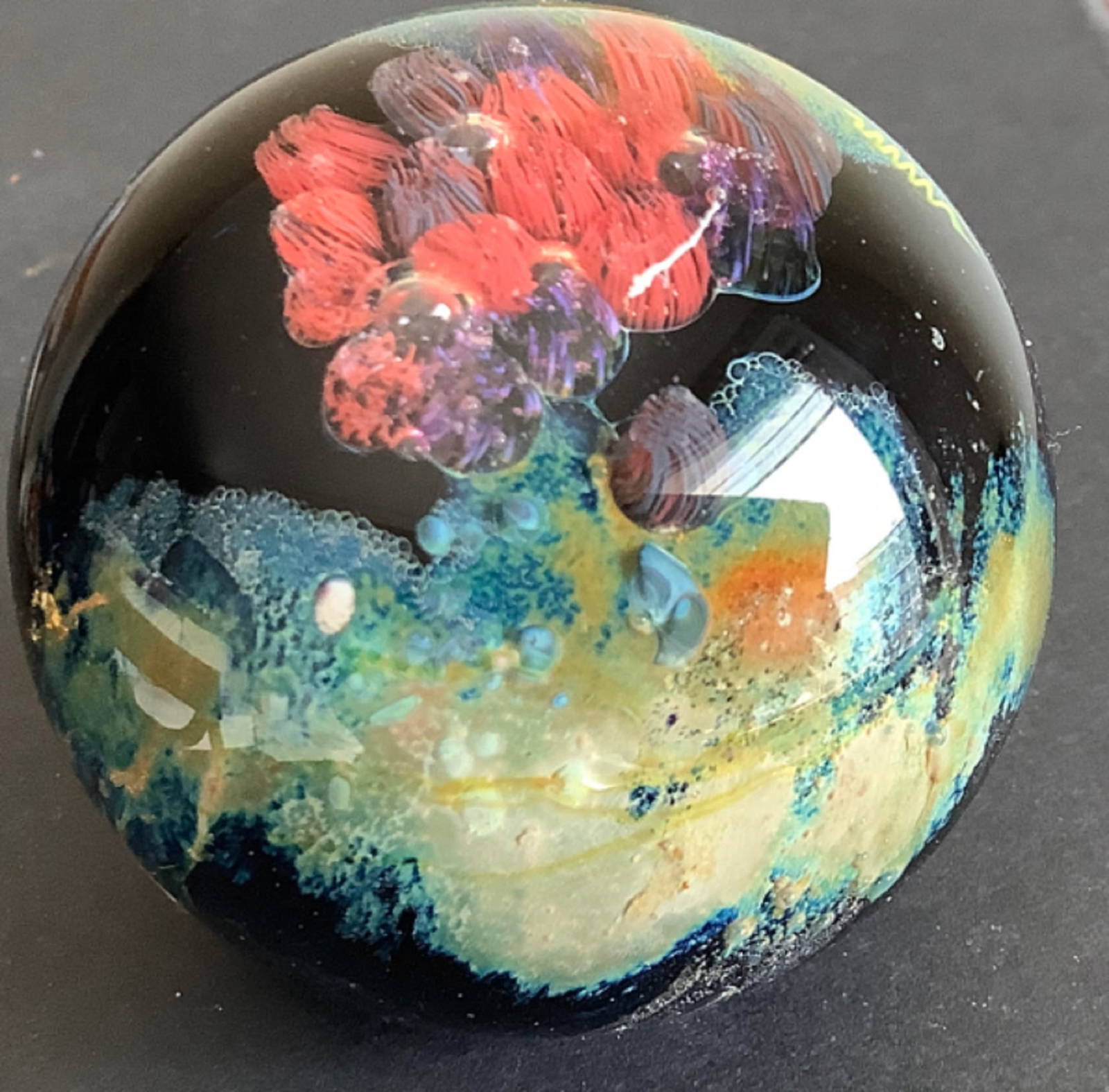 Josh Simpson Signed Inhabited Planet Marble Paperweigh Auction