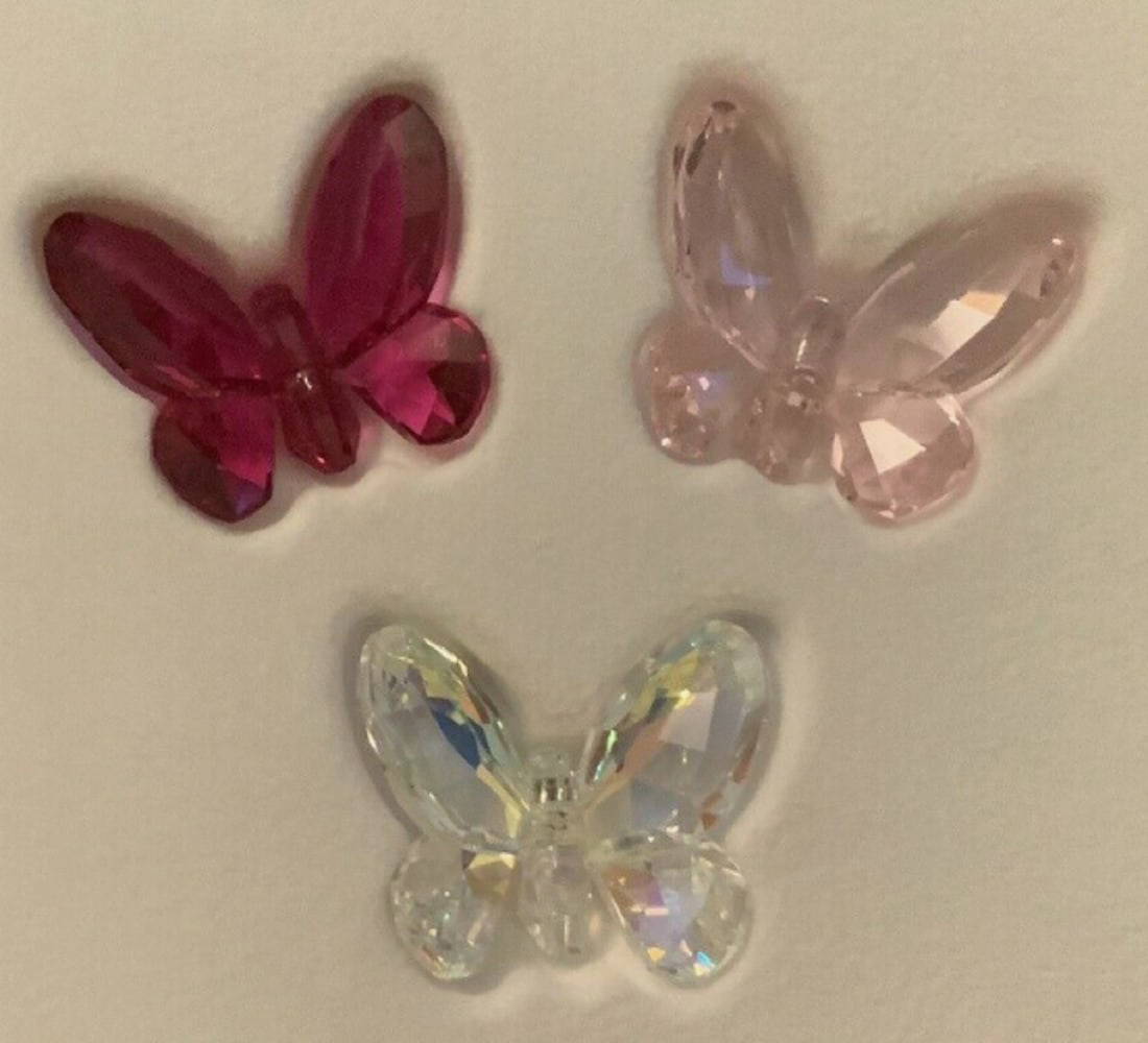 Swarovski Signed Crystal Butterflies Figurines With Orig Box Auction