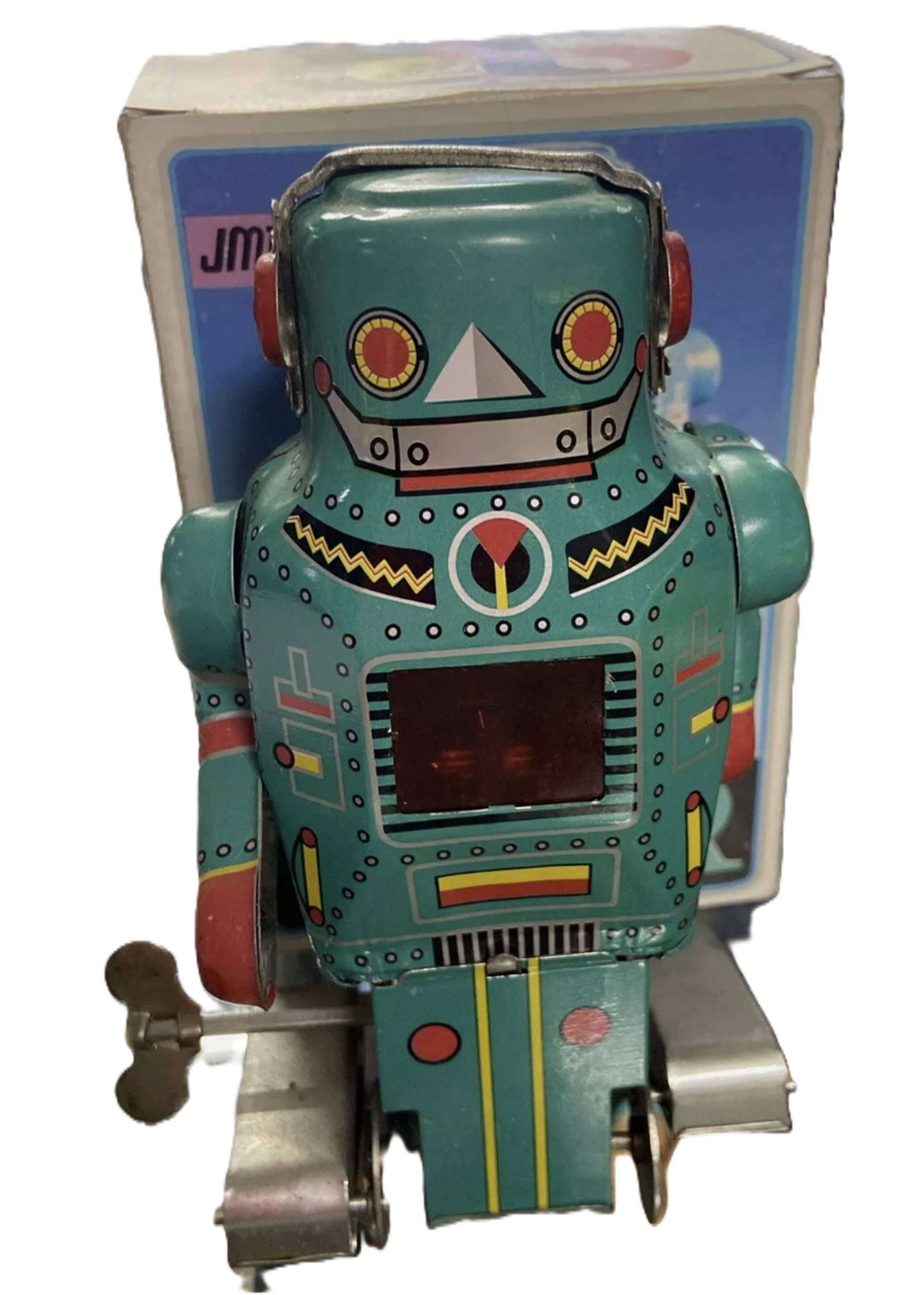 Spark Robot Jmt 36 1980's Tin Litho Wind Up Robot With Box Works Auction