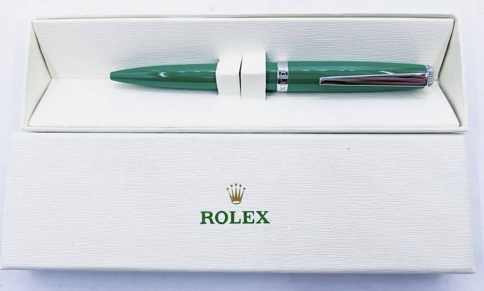 Rolex Ballpoint Pen Metal Green Lacquer Twist Pen With Original Box Auction