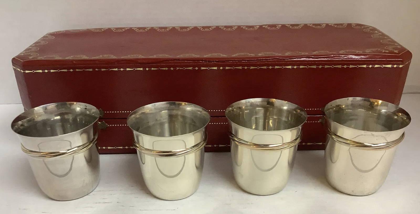 Cartier Sterling Silver Trinity Cup Set Of 4 With Original Box Auction