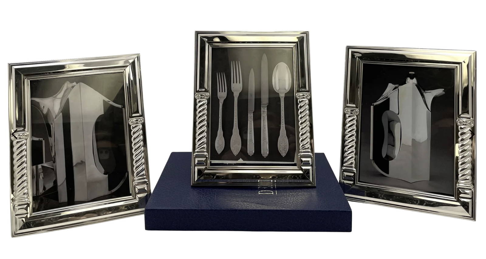 Del Conte Italian Sterling Silver Set Of 3 Picture Frames With Ionic ...