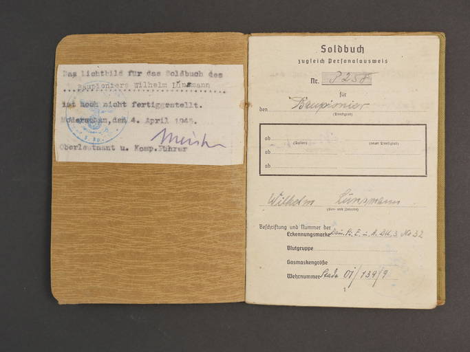 Soldbuch Pionnier. Pioneer Soldbuch.