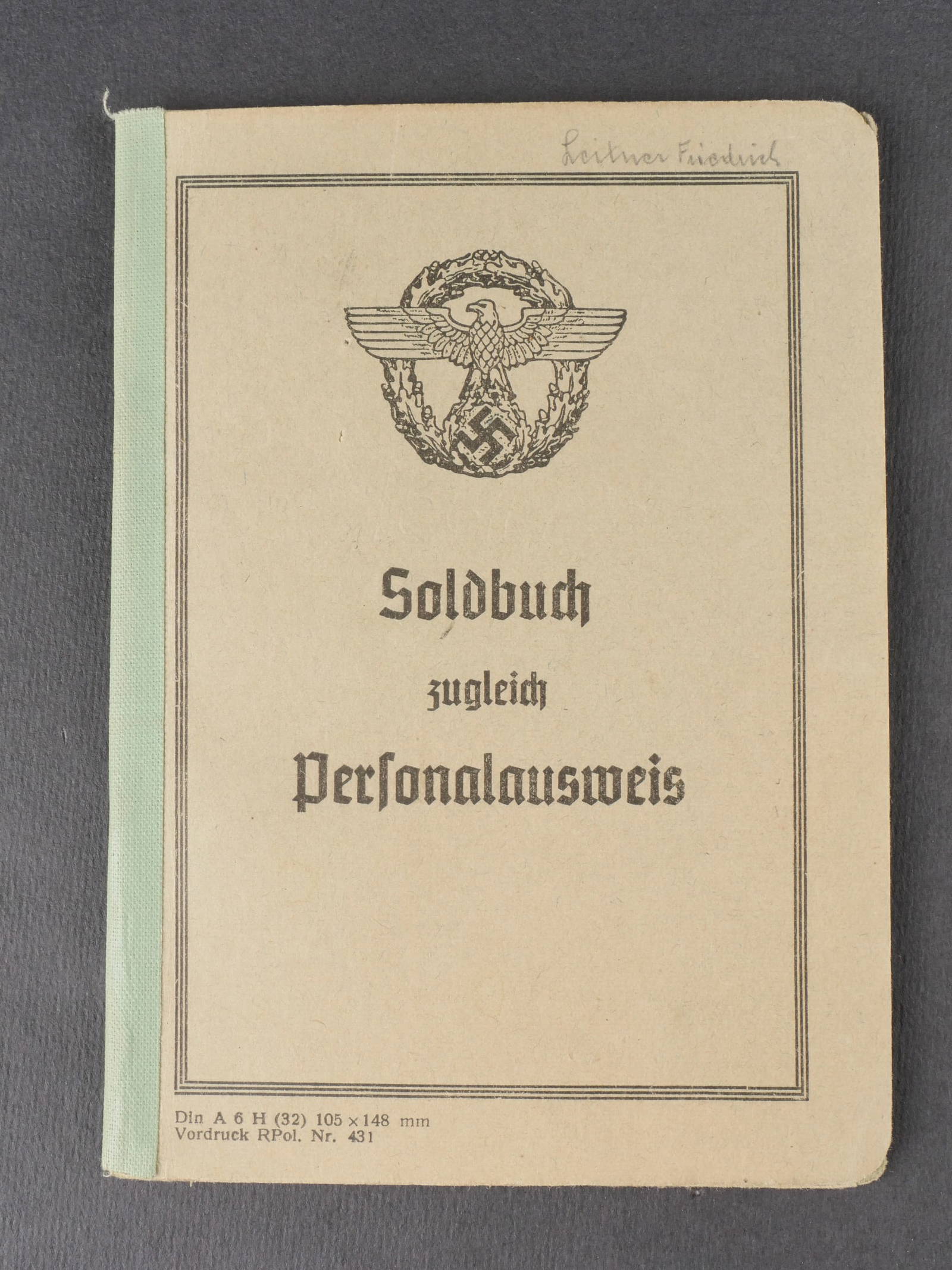 Soldbuch Polizei. Auction