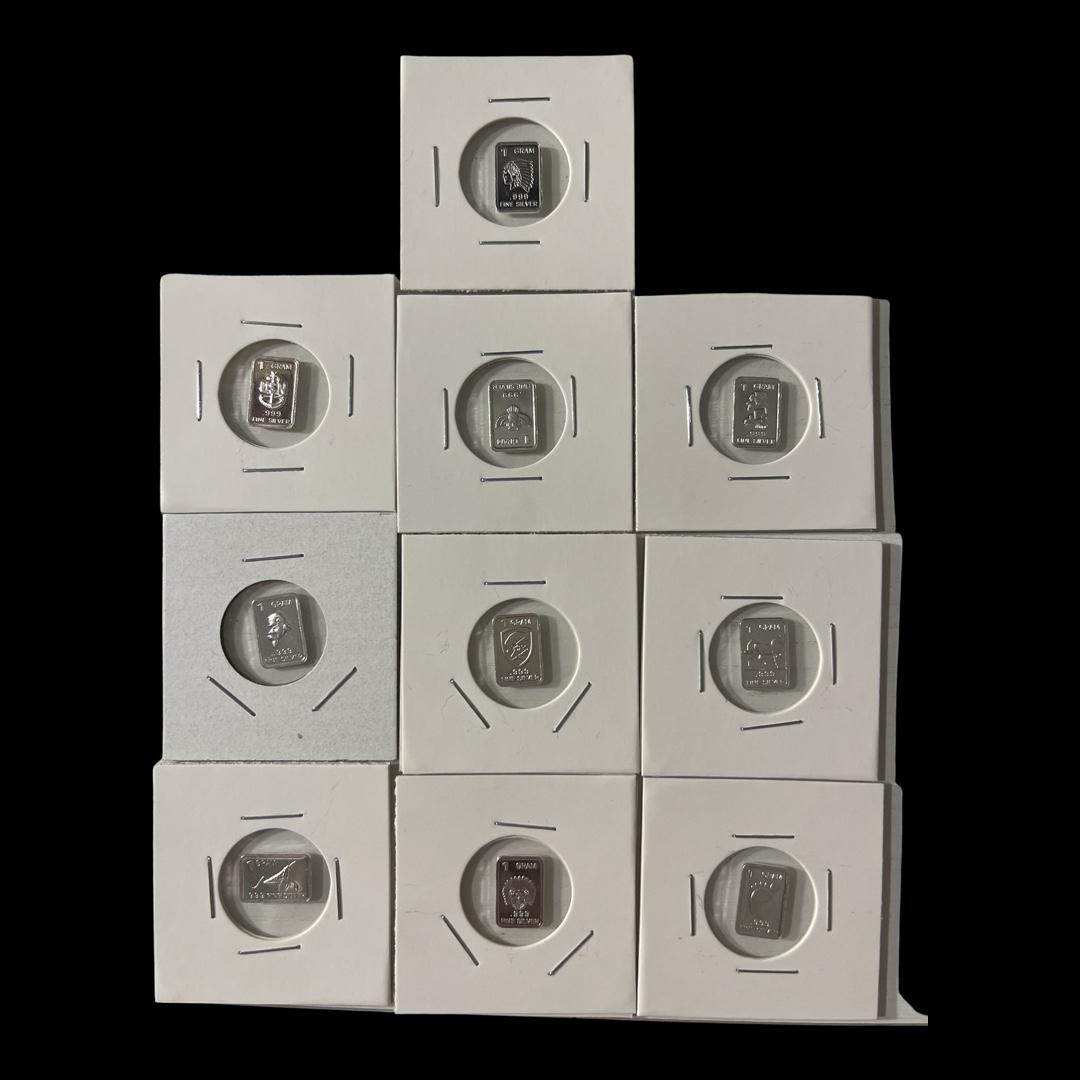 10 Grams Total 1 Gram Bars Bullion Silver