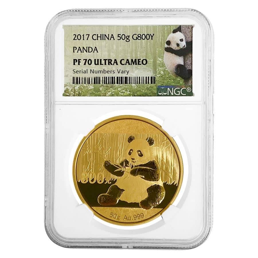 2017 50 gram Chinese Proof Gold Panda 800 Yuan NGC PF | Barnebys