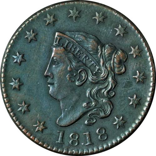 Authentic 1818 Large Cent Choice Au N.9 R.3 Nice Eye