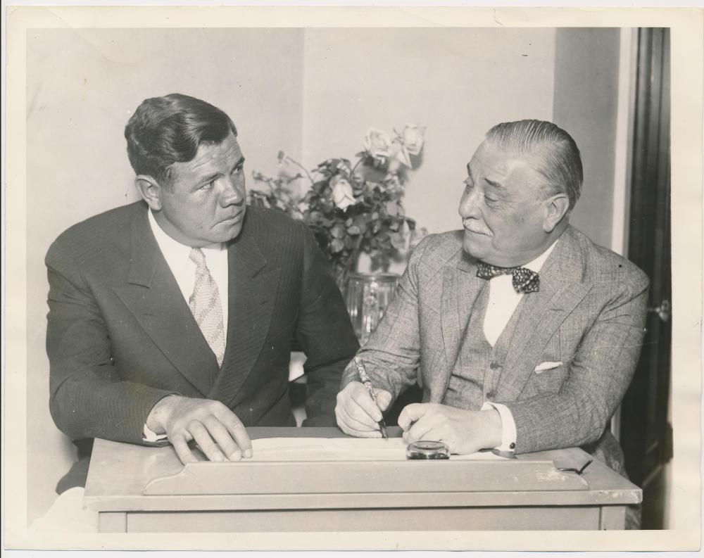 1930's Original Photo Babe Ruth & Jacob Ruppert signs | Barnebys