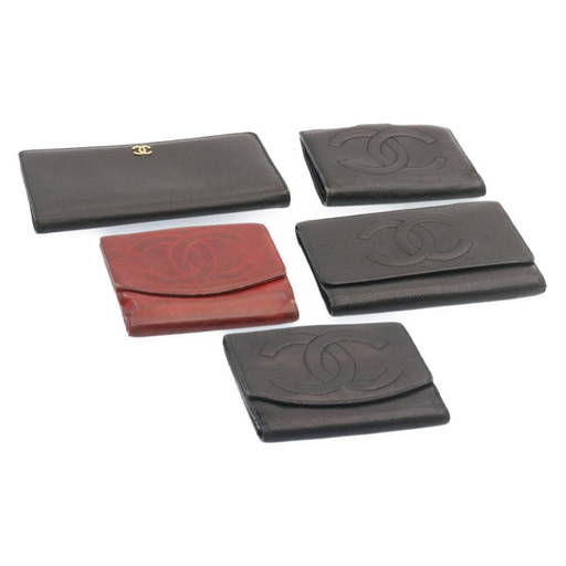 Authentic Chanel Coco Mark Wallet Caviar Skin Leather