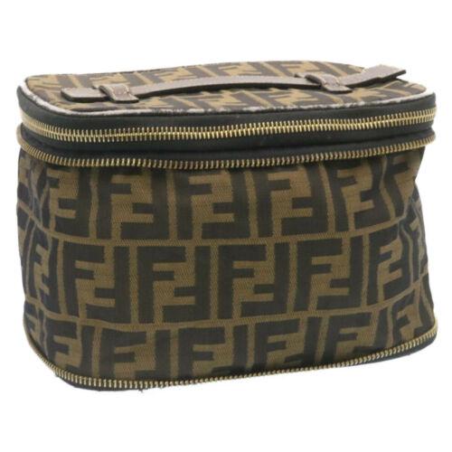 Fendi Zucca Canvas Vanity Cosmetics Pouch Brown Black