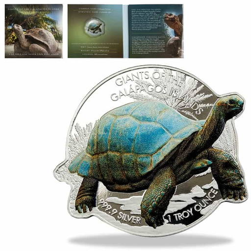 2021 1 oz Colorized Silver Galapagos Tortoise Solomon (#0376G) on Dec ...