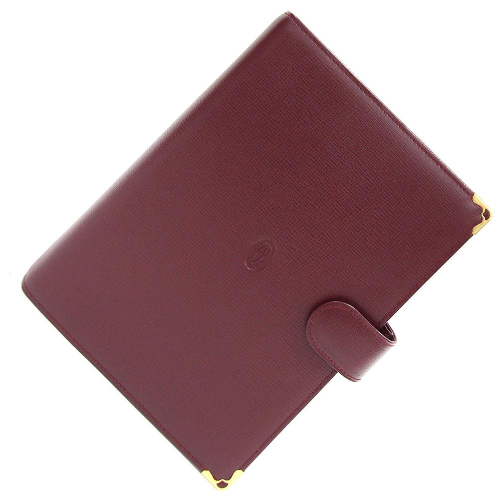 Cartier notebook cover mast Bordeaux leather men's | Barnebys