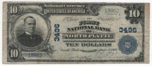 1902 Pb $10 National Banknote North Plae Nebraska