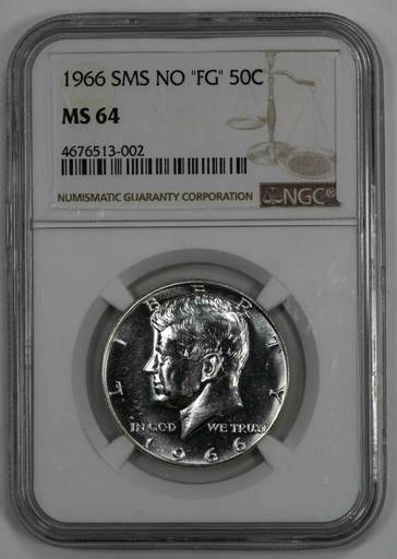 1966 SMS NO 'FG' KENNEDY HALF DOLLAR 50C NGC CERTIFIED MS 64 MINT UNC - Mar 26, 2022 | Mynt ...