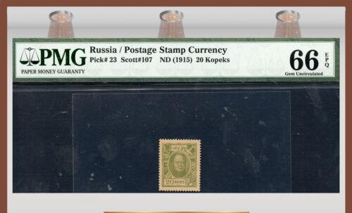 23 1915 Russia 20 Kopeks Postage Stamp Sco 107 Pmg 66 Epq None