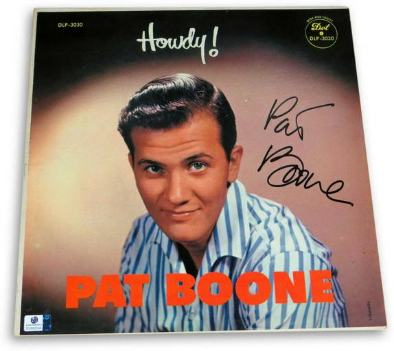 Pat Boone Signed Autographed Album Cover Howdy! Vintage w/Record JSA ...