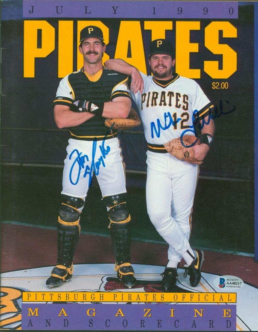 Mike Lavalliere & Don Slaught Signed 1990 Pirates Official Magazine BAS ...