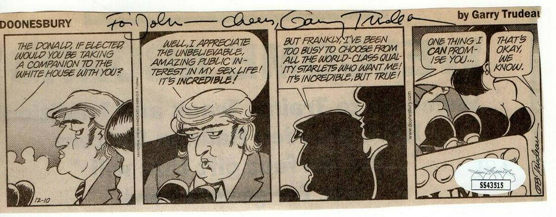 Garry Trudeau Signed Autographed Comic Strip Doonesbury Trump Jsa