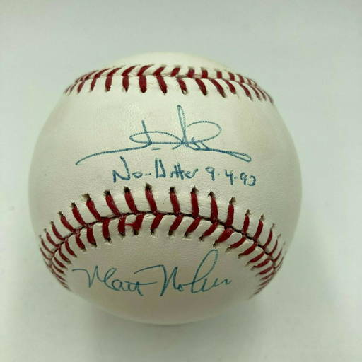 Jim Abbott & Catcher Matt Nokes 1993 No Hitter Signed Baseball Steiner