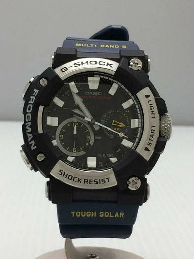 CASIO MASTER OF G FROGMAN Solar Analog Rubber Black Navy Men's Watch ...