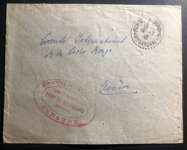 1942 France Internment Camp Recebedou Cover To Red Cross