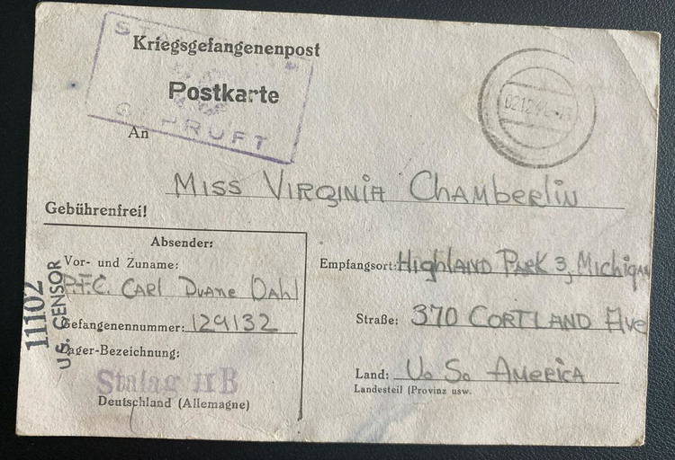 1944 Germany POW Camp PC Cover Stalag 2B Prisoner of War to Highland ...