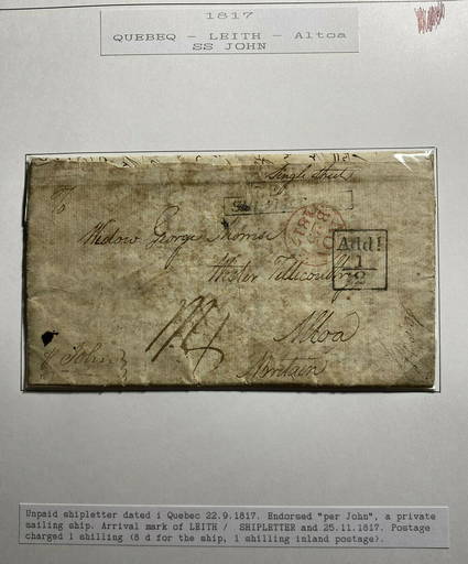 1817 Quebec Canada Letter Sheet Cover To Altoa England Via SS (#0593G ...