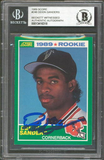 Falcons Deion Sanders Signed 1989 Score #246 Rookie Card BAS - Apr 18 ...