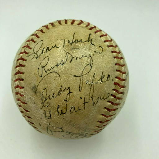 1947 Chicago Cubs Team Signed Baseball With Ed Waitkus Jsa Coa