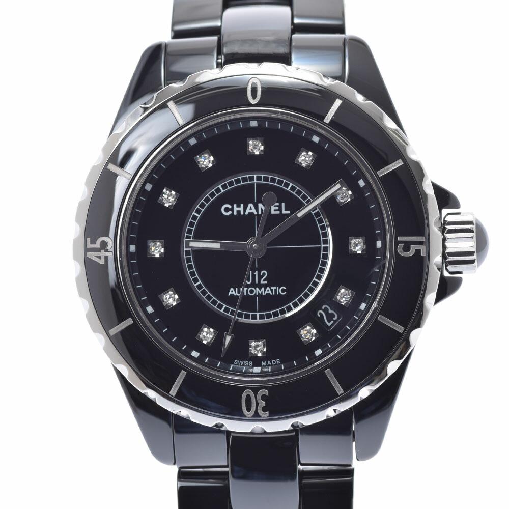 CHANEL J12 38mm 12P Diamond H1626 Men's Black Ceramic / SS Watch ...