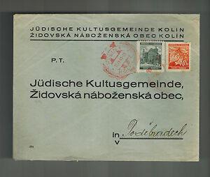 1941 Kolin Bohemia Bm Germany Cover Jewish Kultusgemeinde