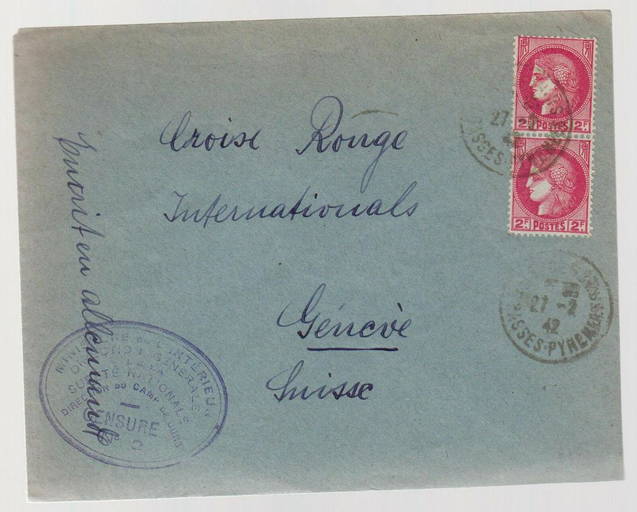 1942 France Internment Camp De Gurs Prisoner Cover Rosa