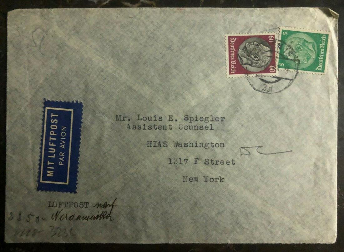 1941 Vienna Censored Germany Censored Cover To Hias Washington In New