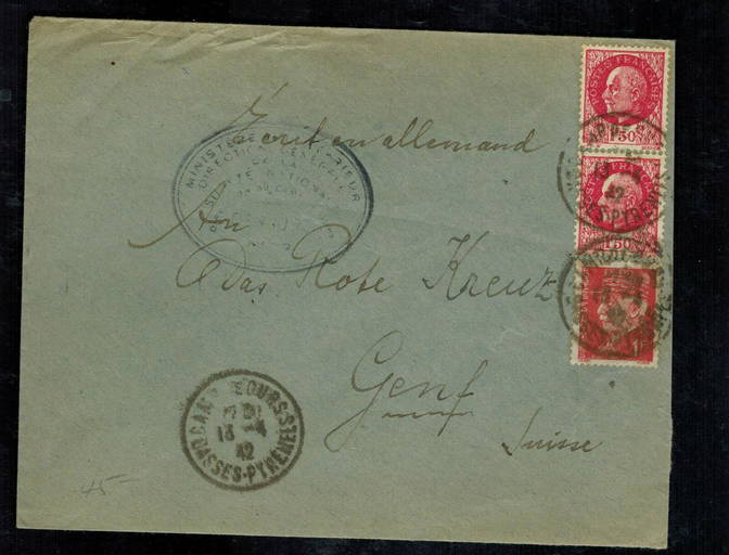 1942 France Internment Camp De Gurs Cover To Red Cross