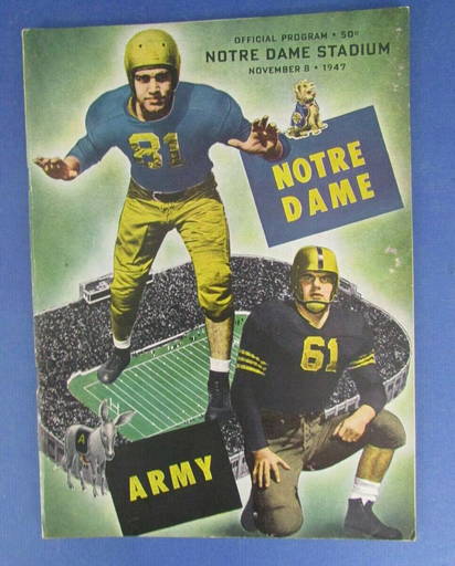 1947 Notre Dame Vs. Army College Fb Program Nd Irish National Champions
