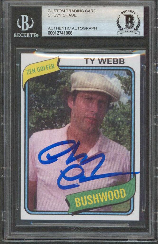 Chevy Chase Caddyshack Signed Ty Webb Custom Trading Card BAS Slab ...