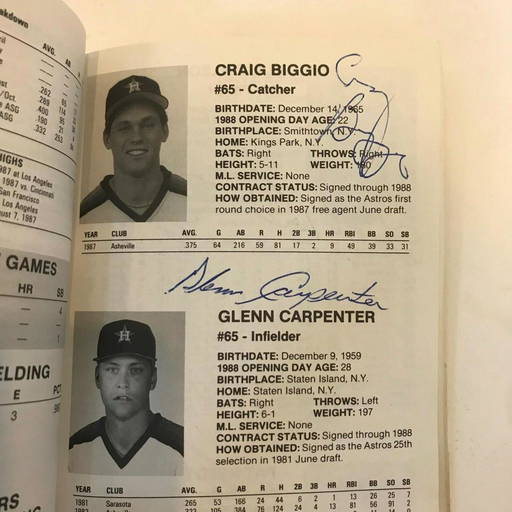 Rare 1988 Houston Astros Media Guide With 87 Signatures ! Craig Biggio