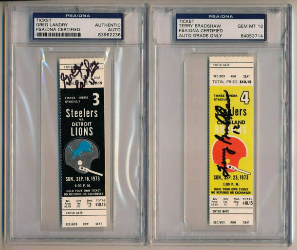 1973 Pittsburgh Steelers Run Of 9 Signed Tickets For Each Home Game Psa Dna