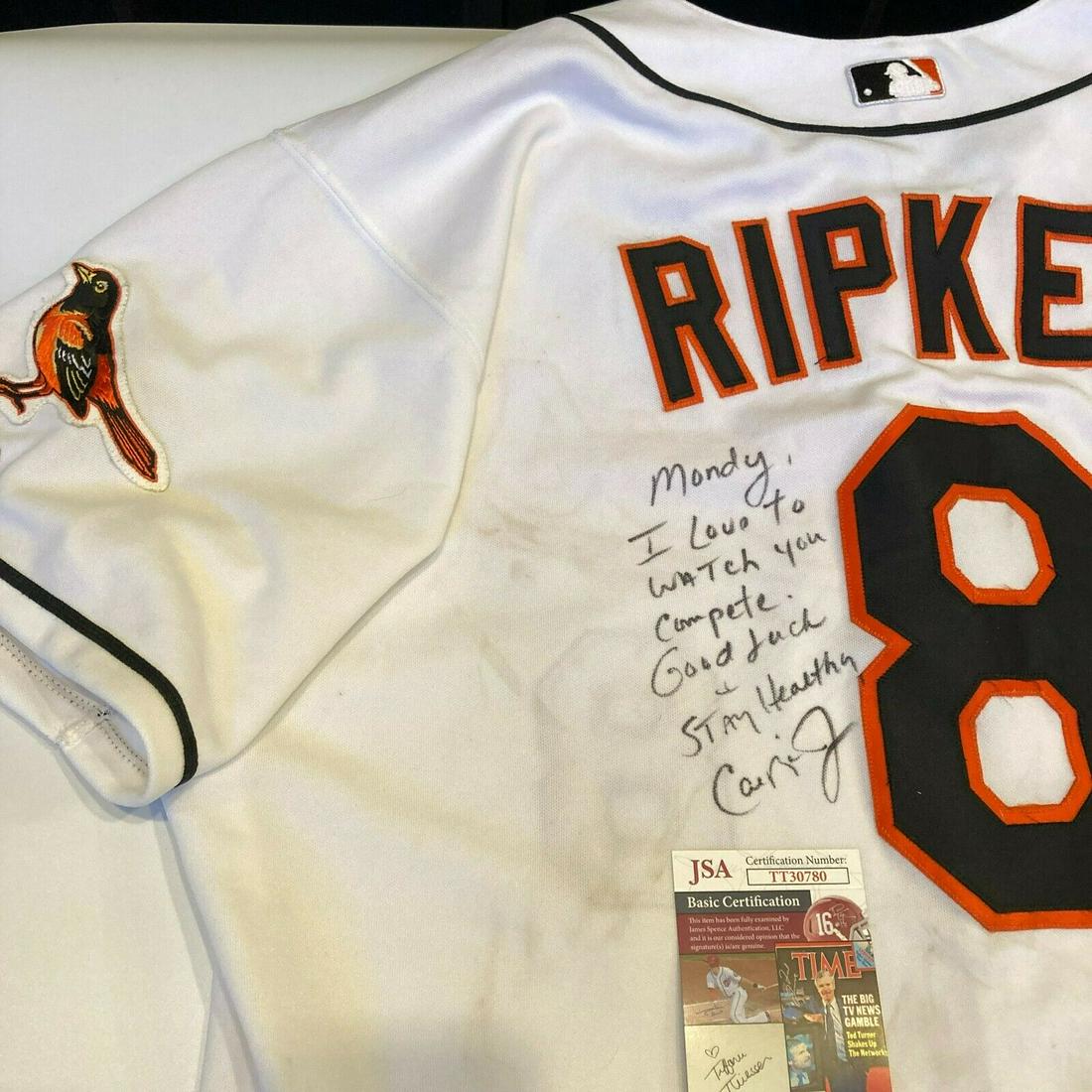 Cal Ripken Jr. Signed Inscribed Jersey To Raul Mondesi With Jsa