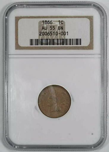 1866 Indian Head Cent Penny 1c Ngc Certified Au 55 Bn About Unc (001)