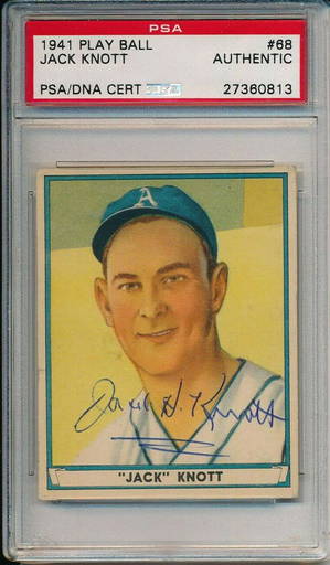 1941 Play Ball #68 Jack Knott Athletics Signed/autographed Psa/dna 149592