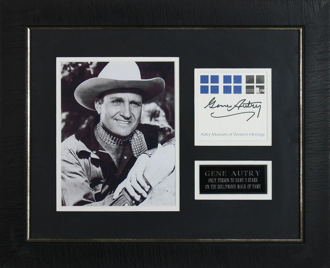 Gene Autry Signed & Framed 4.5x4.5 Postcard Bas #a03631