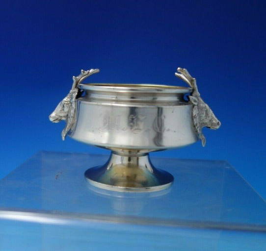 Saxon Stag By Gorham Sterling Silver Salt Dip Master Gold Washed