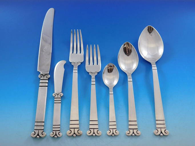 Aztec Column by Pedro Castillo Mexican Taxco Sterling Silver Flatware ...