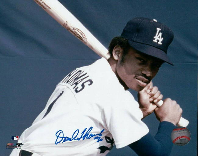 Derrel Thomas Signed 8X10 Photo Autograph "#30" LA Dodgers w/Bat Auto ...