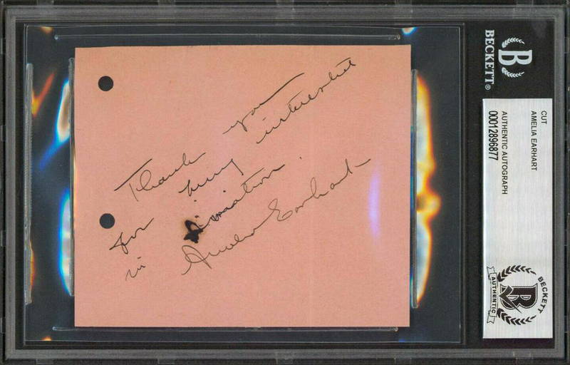 Amelia Earhart Signed 3.5x4.25 Cut Signature Autographed BAS (#0051M ...