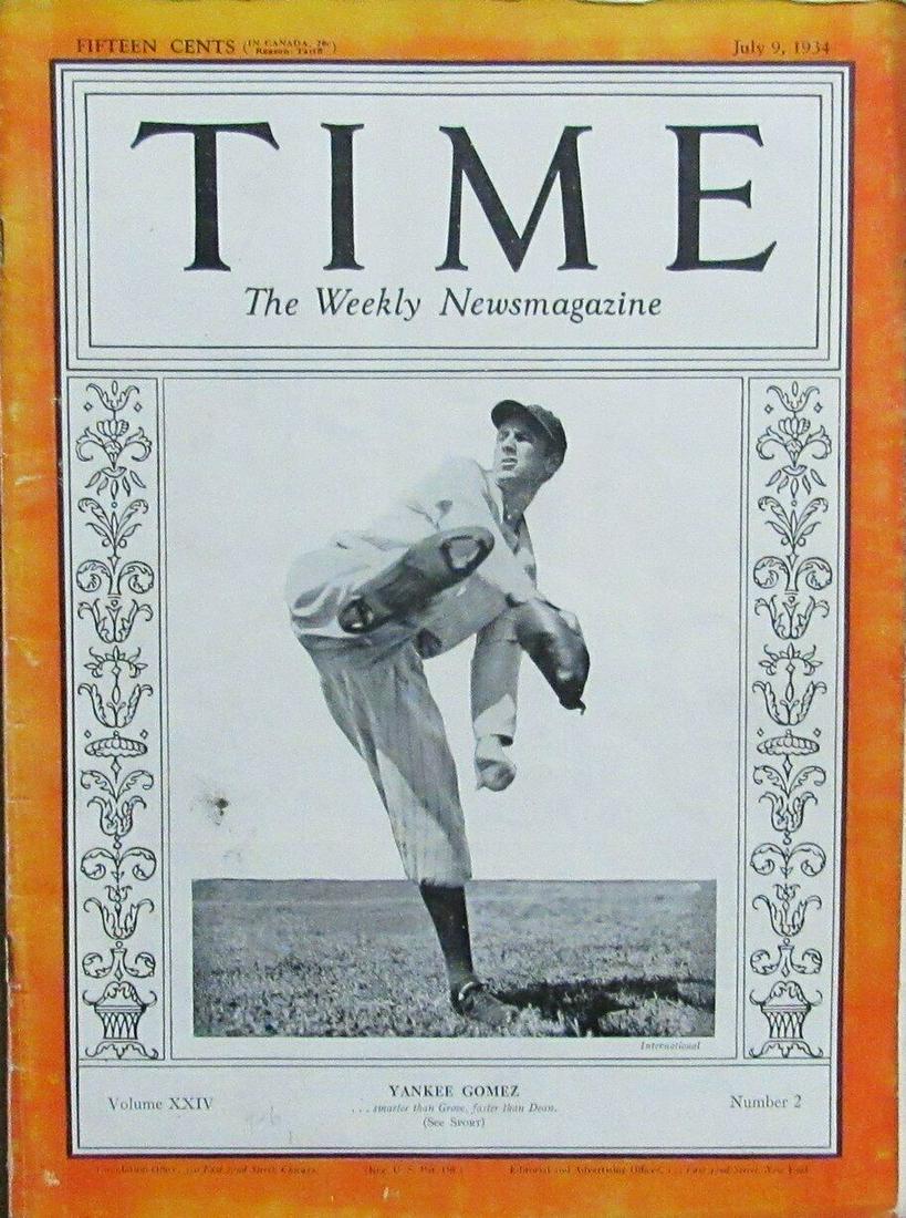 Vintage July 9 1934 Time Magazine With Yankee Lefty Gomez 165702