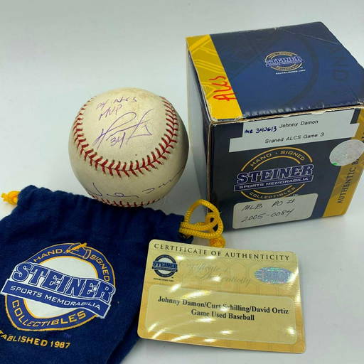 Historic 2004 Alcs Game Used Signed Baseball David Ortiz Curt Schilling ...