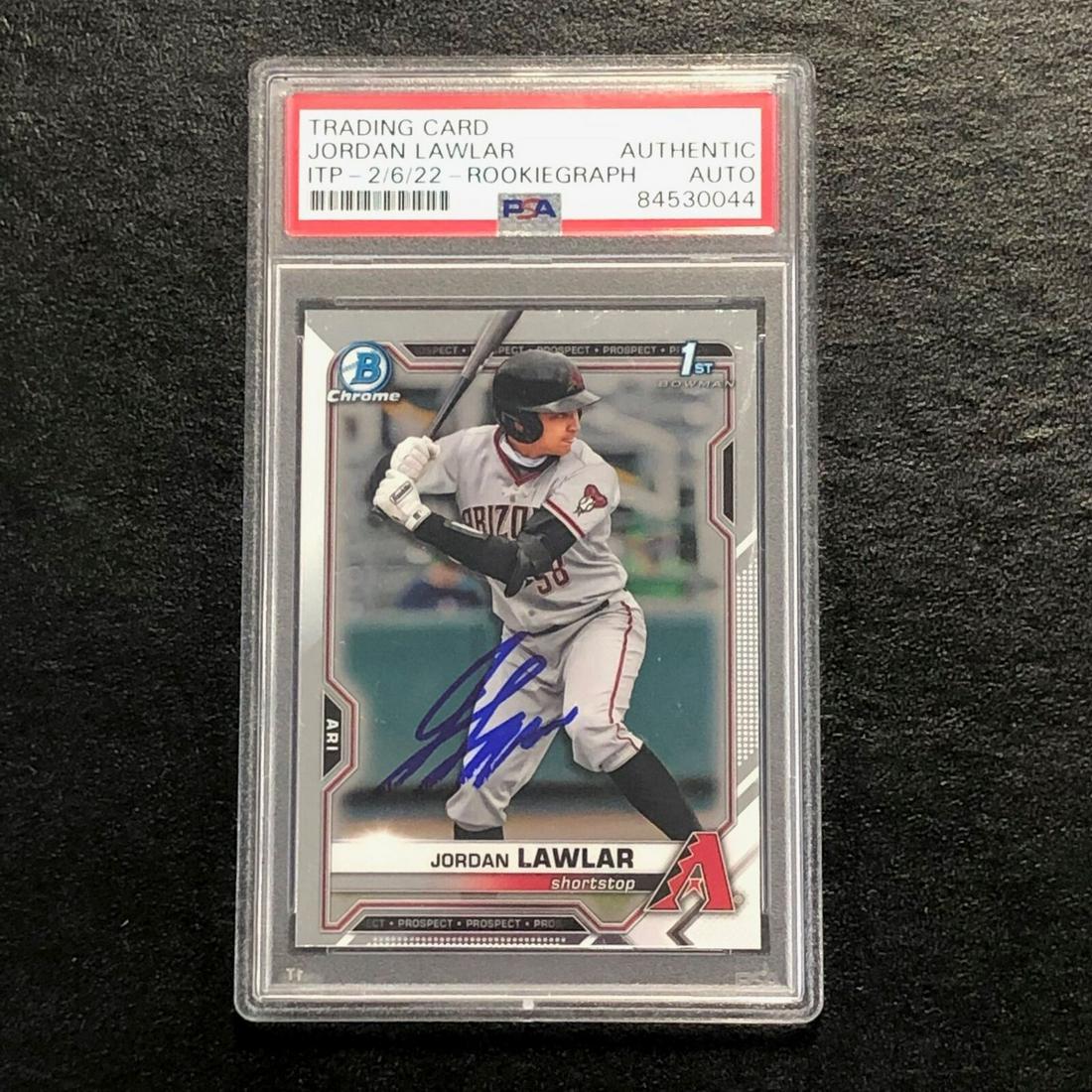 2021 Bowman Chrome #bdc 194 Jordan Lawlar Signed Card Psa Auto Rc